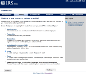 Employer Identification Number - Texas Probate Estate | Kreig LLC
